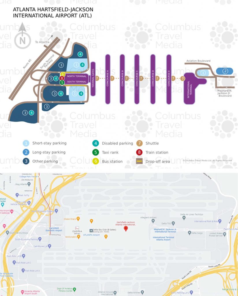 Terminals in Atlanta Airport (ATL) | Hartsfield Jackson map
