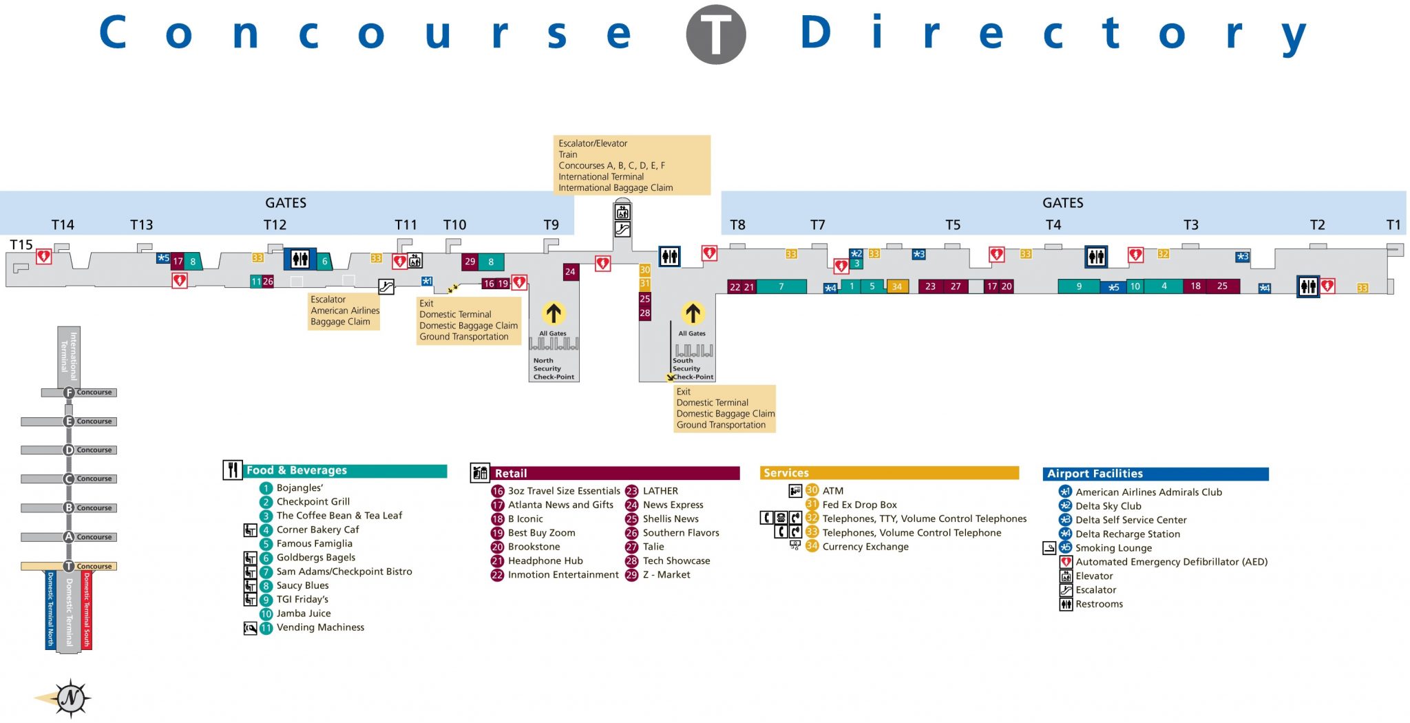 Domestic Terminal at Atlanta Airport map | Hartsfield-Jackson main