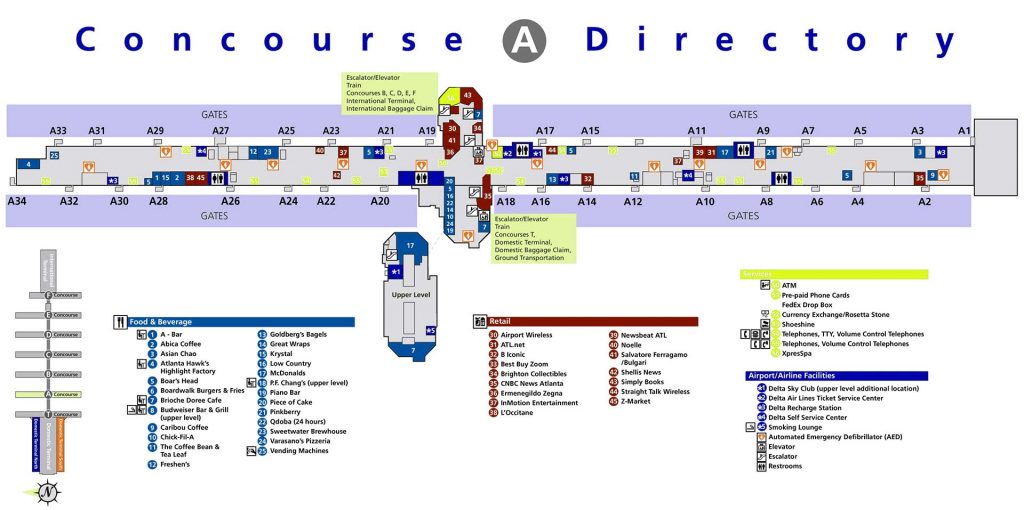Domestic Terminal at Atlanta Airport map | Hartsfield-Jackson main